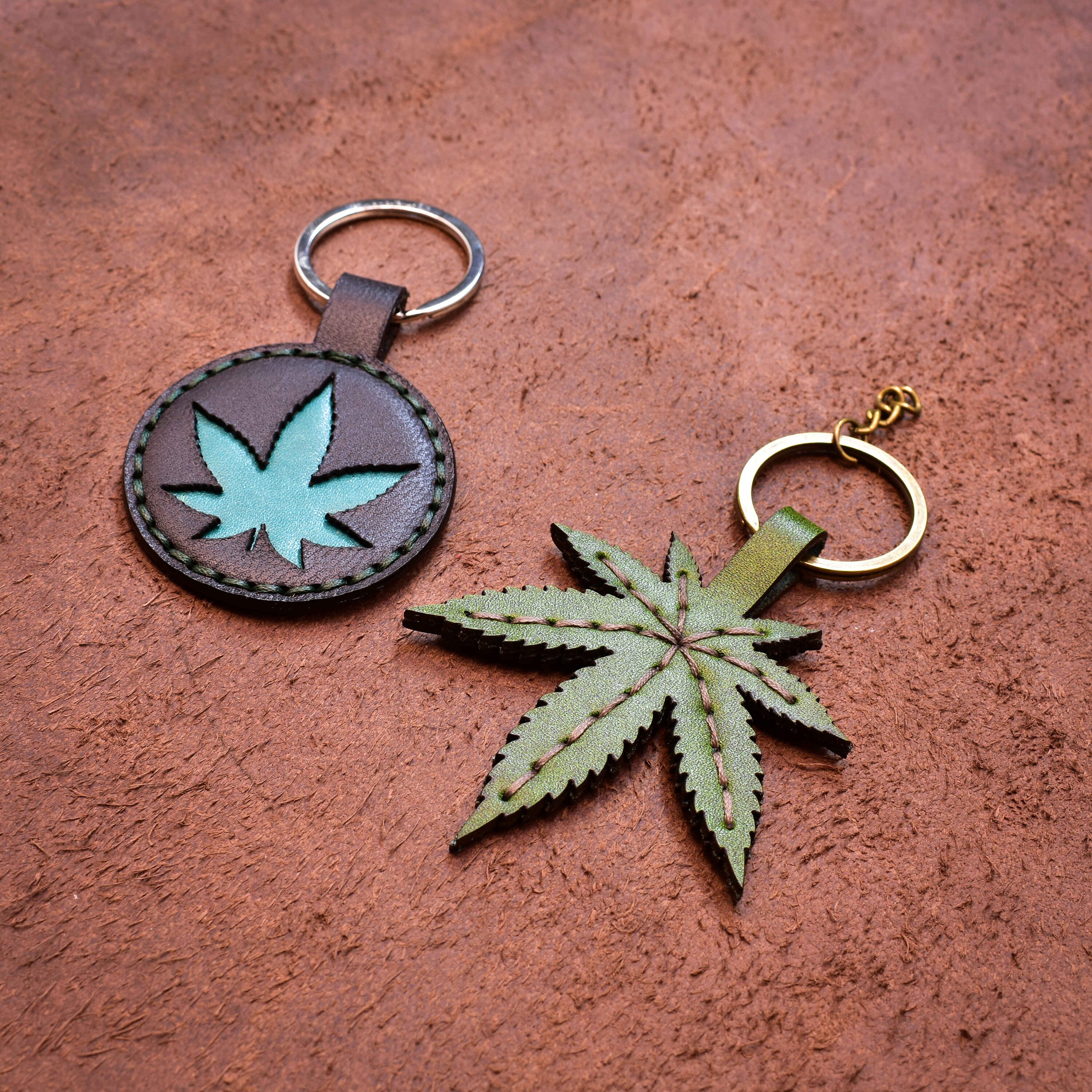 Leather Weed Leaf Keychain Pattern Pdf, Leather Keyring Pattern ...