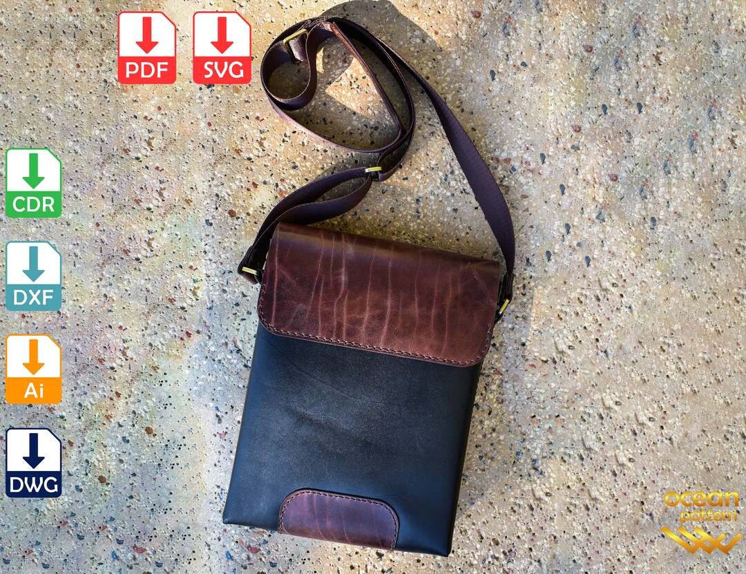 Leather Messenger Bag Pdf & Svg Pattern, Simple Crossbody Bag Template, Shoulder Bag Pattern ...