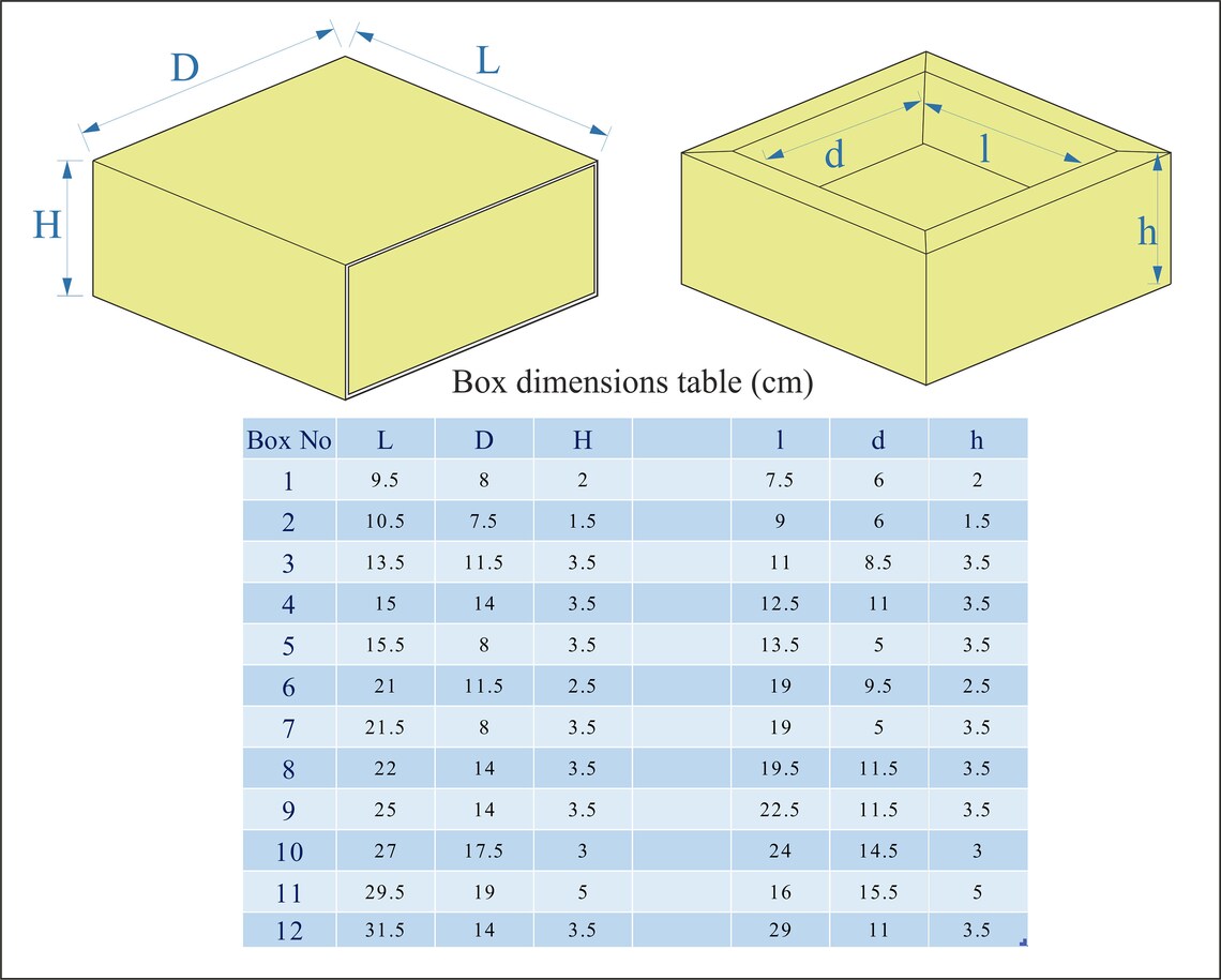 Sliding Boxes Template in 12 Different Sizes Suitable for - Etsy Canada