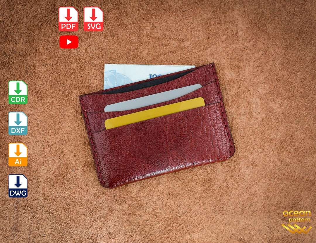 Leather Card Holder Pattern With 4 Pocket, Big Card Holder Case ...