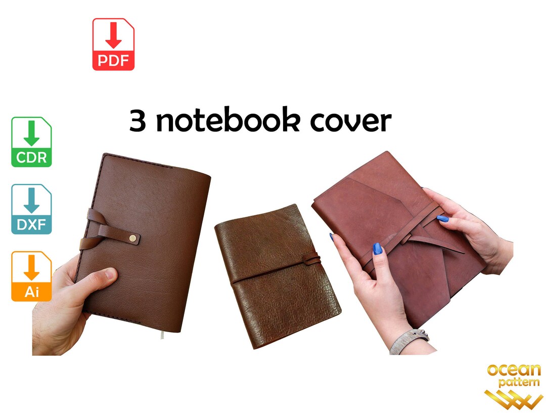 3 Leather Notebook Cover Pattern, Notebook Cover Leather Template, Diy