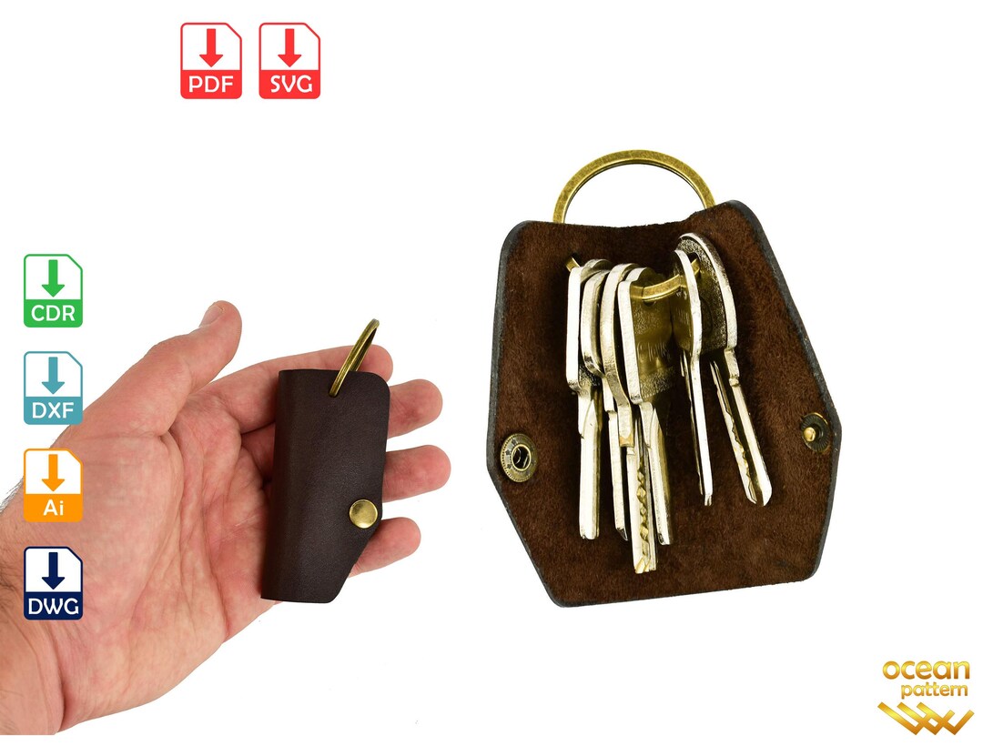 Leather Key Fob Pdf Pattern, Keychain Template, DIY Leather Accessories ...