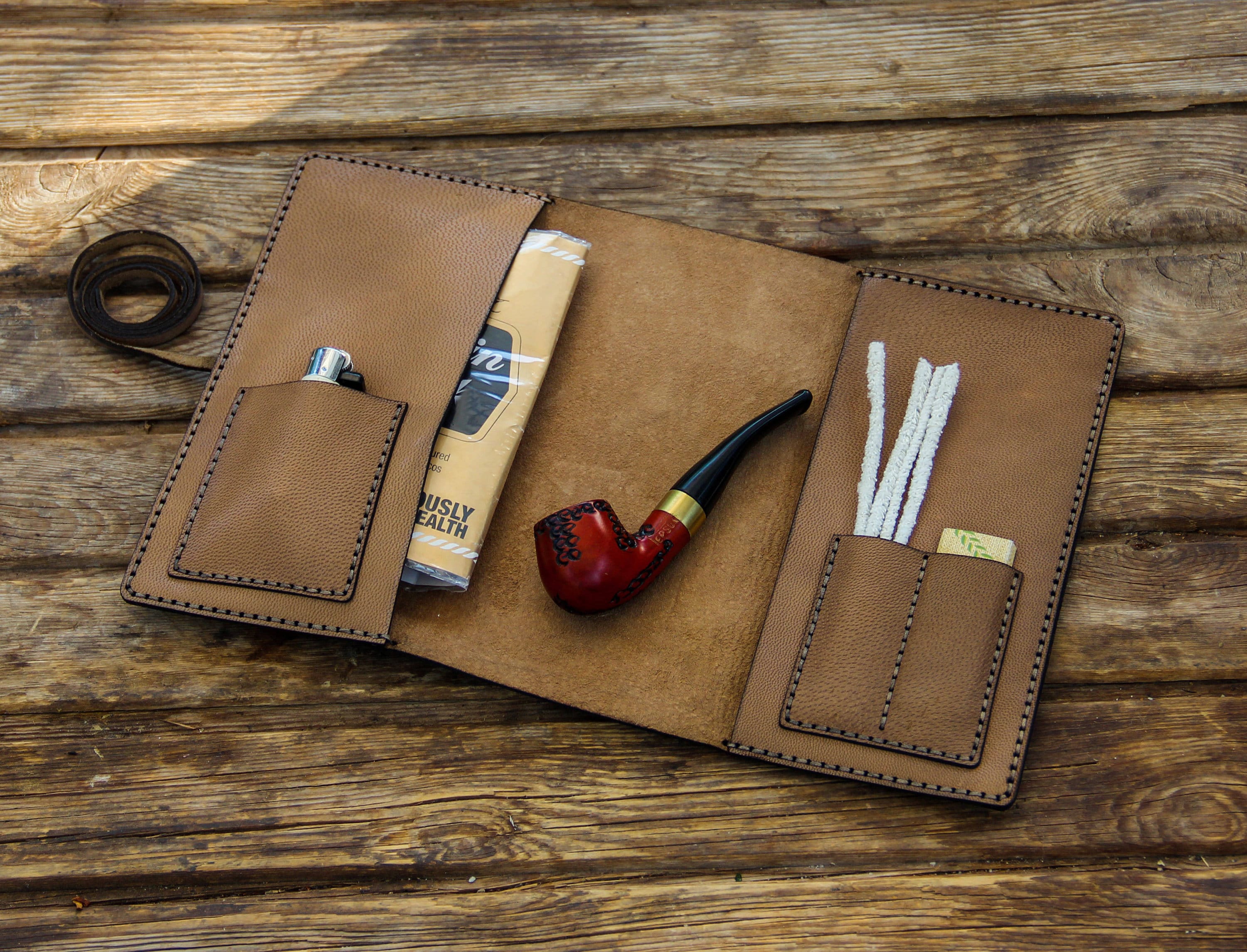 Leather Tobacco Pouch Pattern leather Pipe Roll Pattern leather Pipe ...
