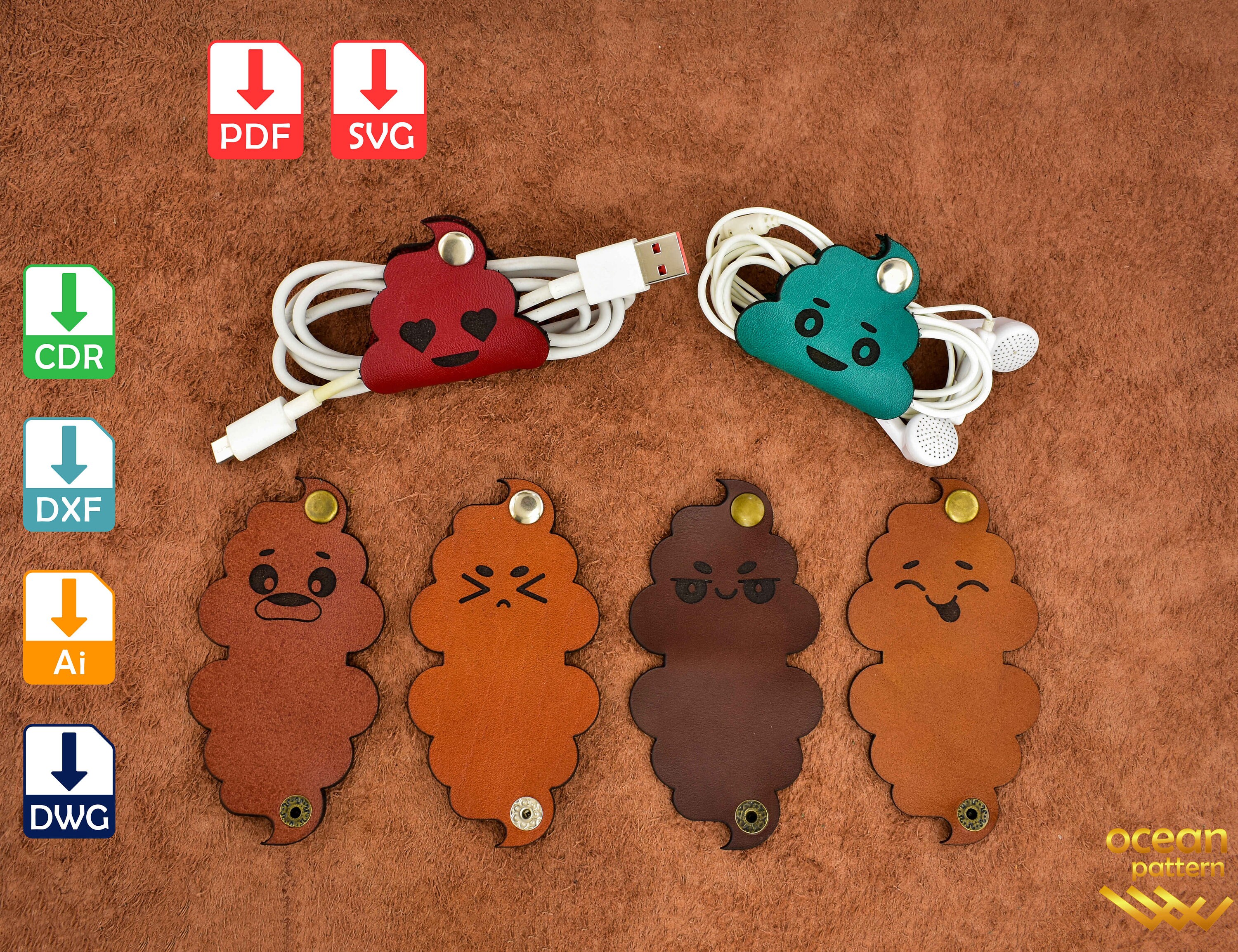 Cord Organizer Pattern, Headphone Cord Wrap Template, Poop Cord Keeper ...