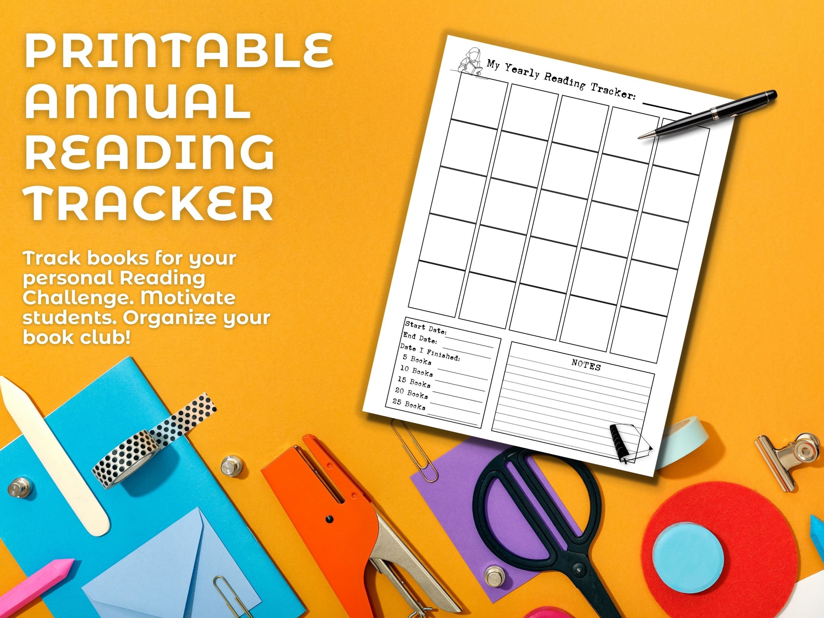 Printable Reading Tracker, Annual Reading Challenge Tracker, Student ...