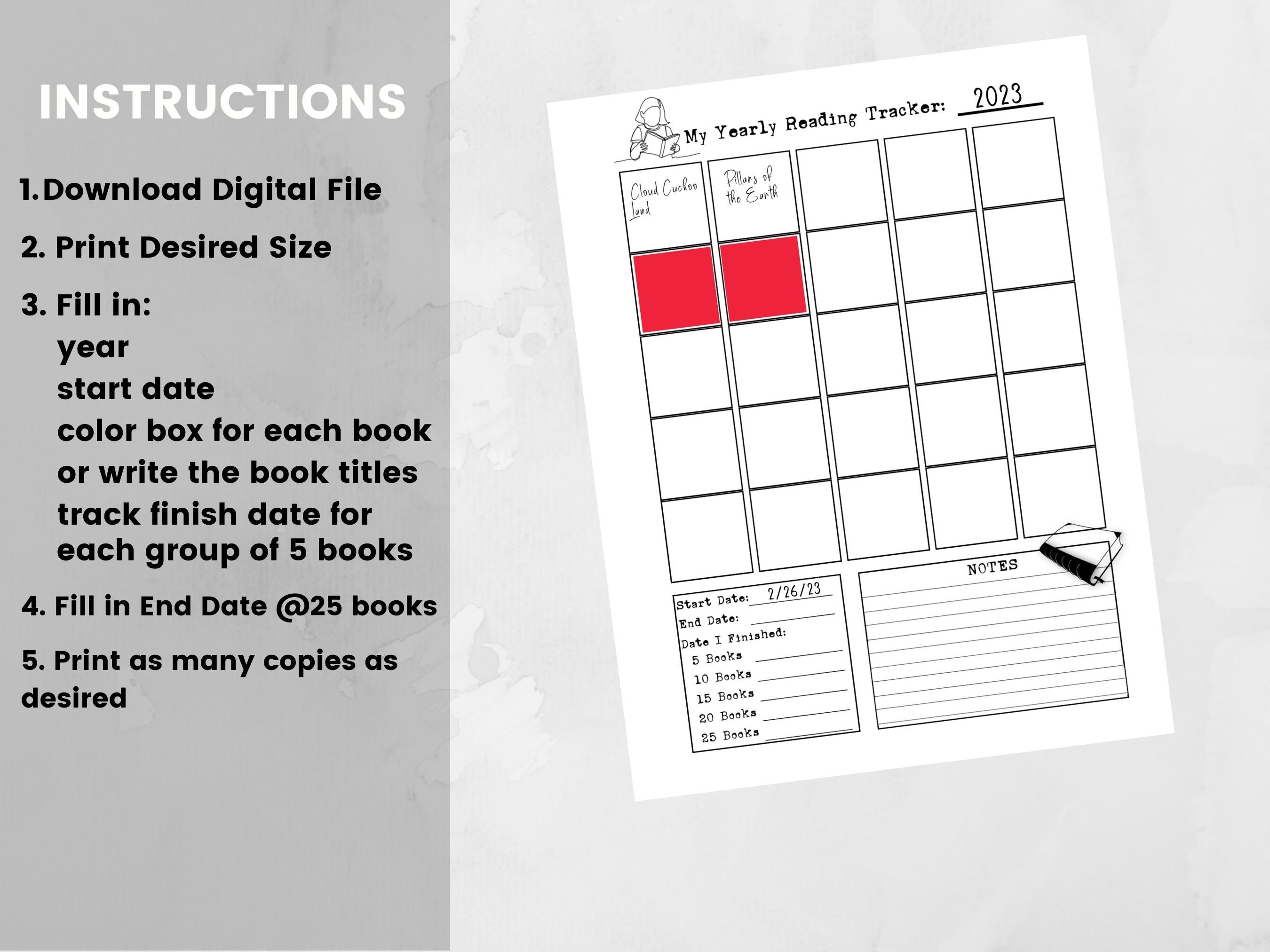 Printable Reading Tracker, Annual Reading Challenge Tracker, Student ...