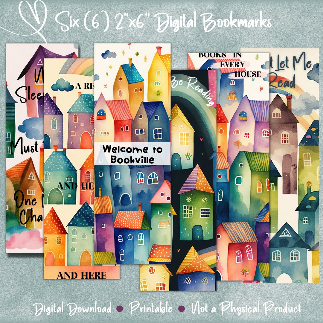 Houses Digital Bookmarks Downloadable Printable Bookmarks With Colorful ...