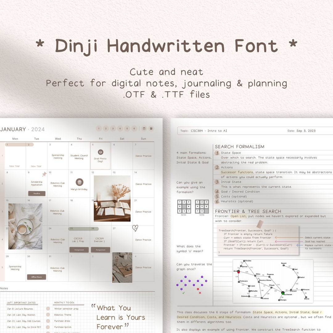 Handwritten Font for Digital Planner & Note Taking, Goodnotes ...