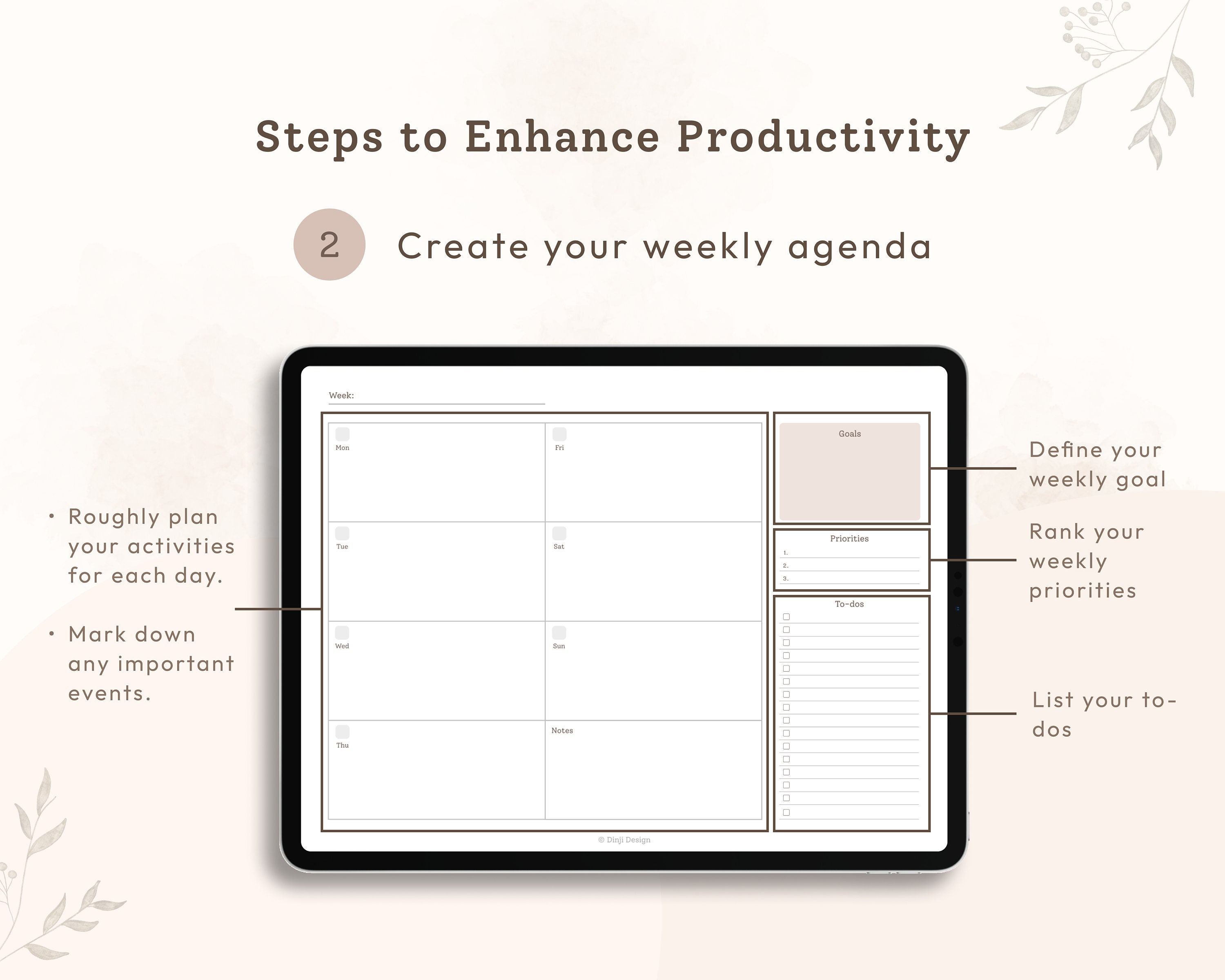 Productivity Digital Template Bundle, Inserts for Digital Planners and ...