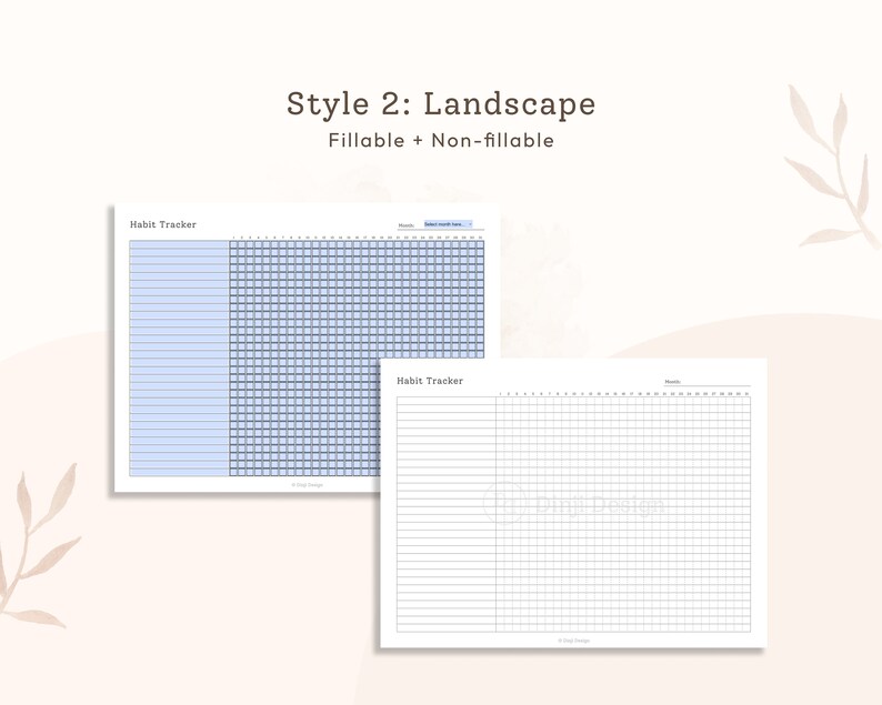 Minimalist Habit Tracker, Fillable PDF, Daily Habit Tracker, Self Care ...