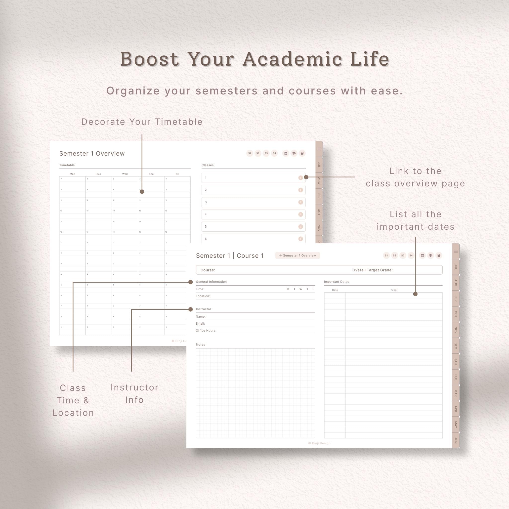 2024-2025 Student Digital Planner Bundle, Academic College Planner ...