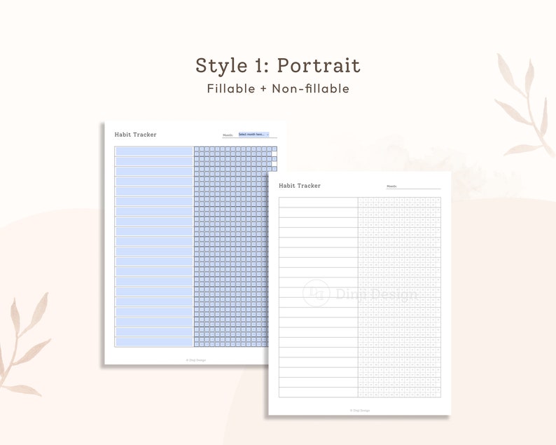 Minimalist Habit Tracker, Fillable PDF, Daily Habit Tracker, Self Care ...