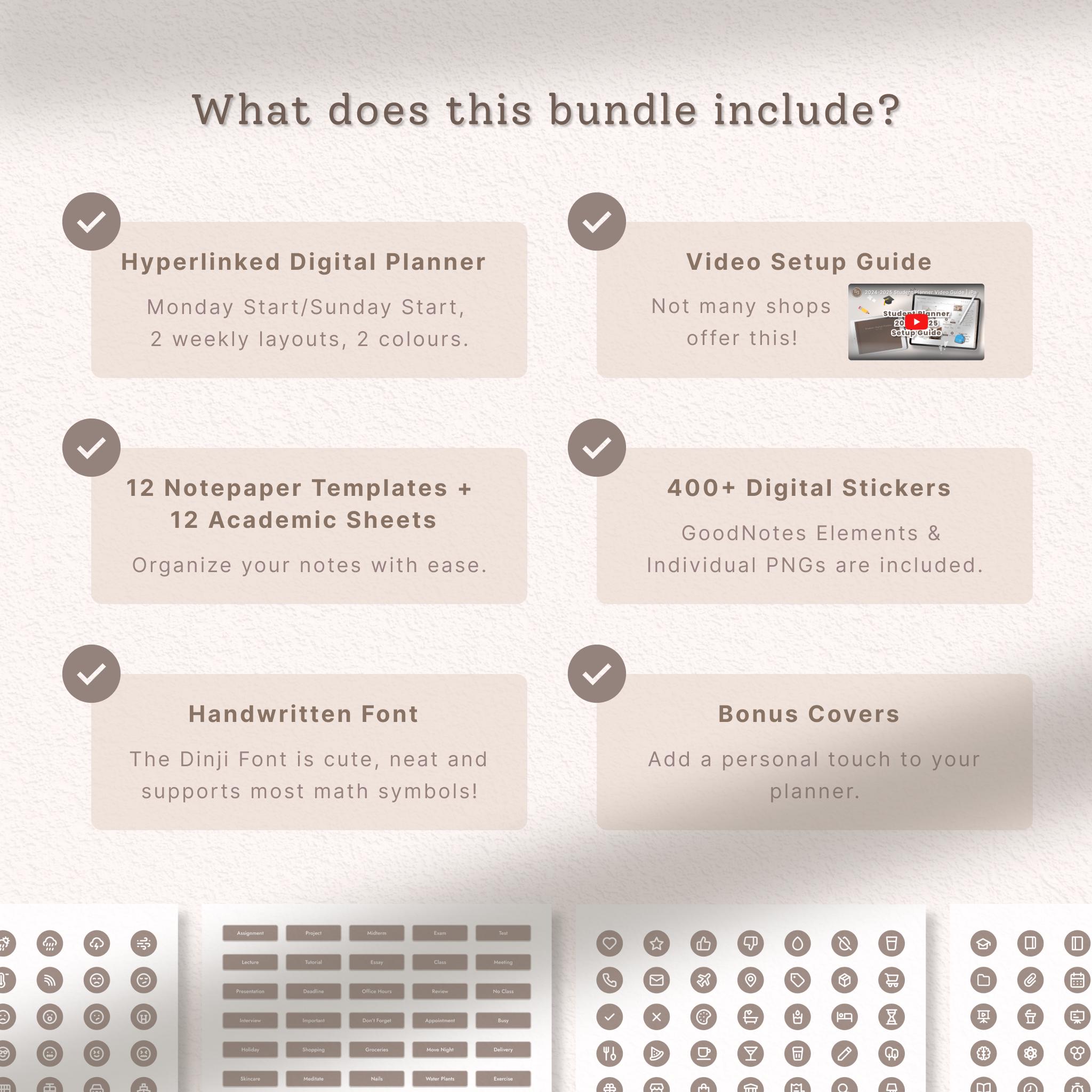 2024-2025 Student Digital Planner Bundle, Academic College Planner ...