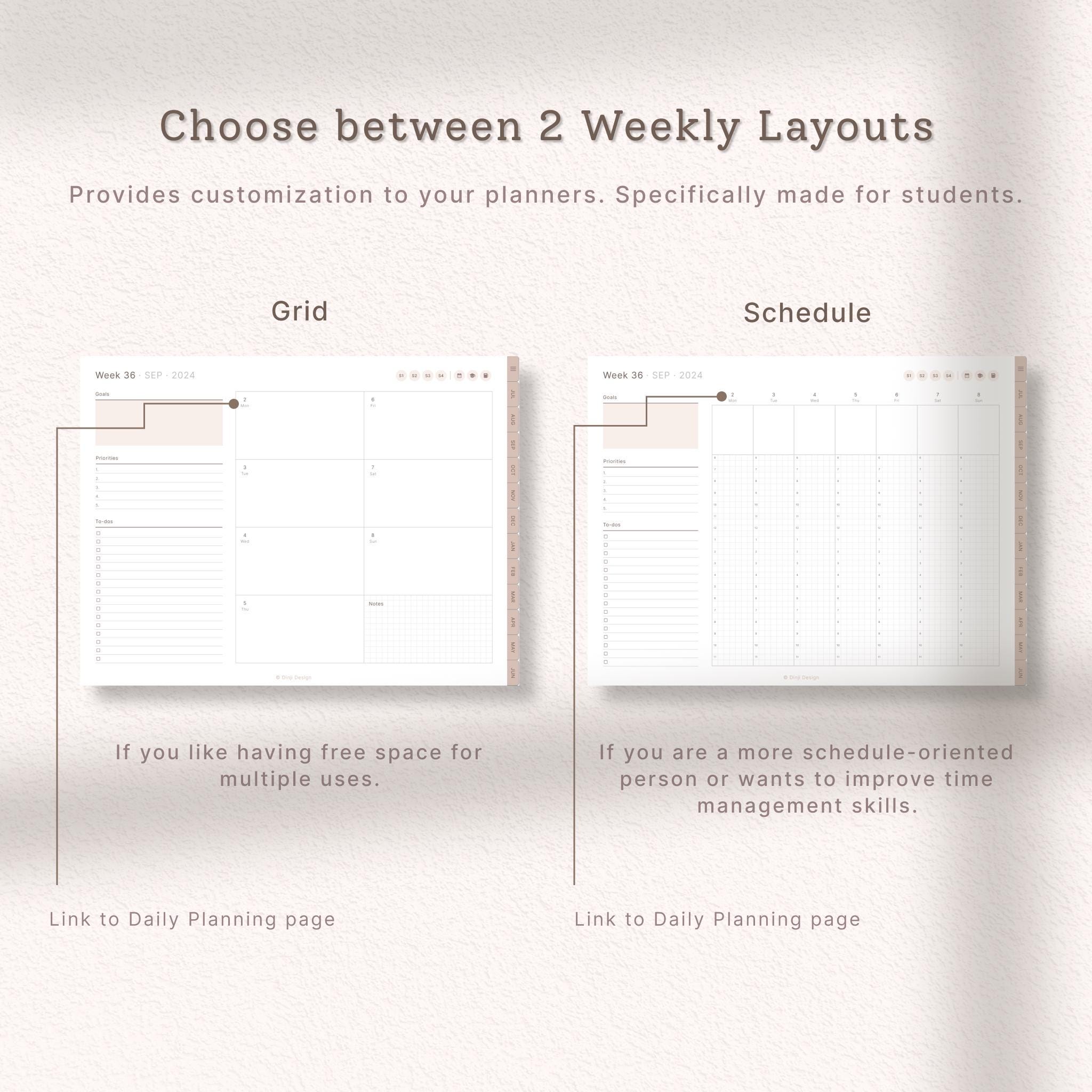 2024-2025 Student Digital Planner Bundle, Academic College Planner ...