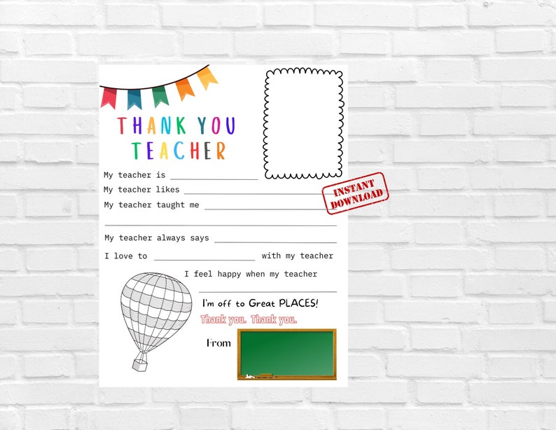 Teacher Appreciation Week Printable Survey Coloring Thank - Etsy