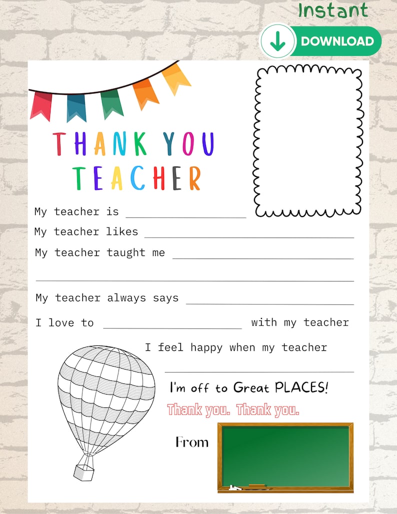 Teacher Appreciation Week Printable Survey Coloring Thank - Etsy