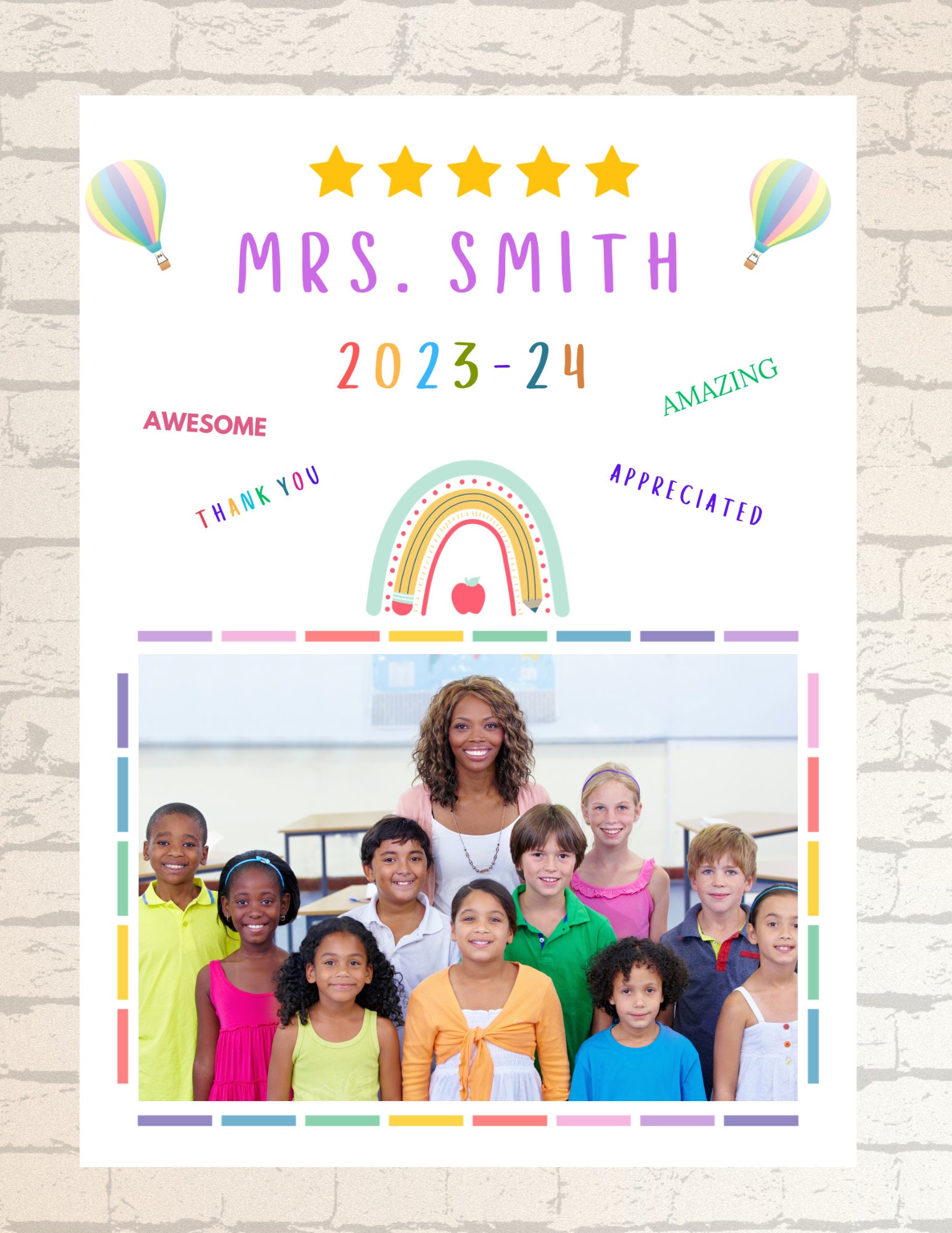 Personalized 2023-24 Teacher Appreciation Cover Page for Survey ...