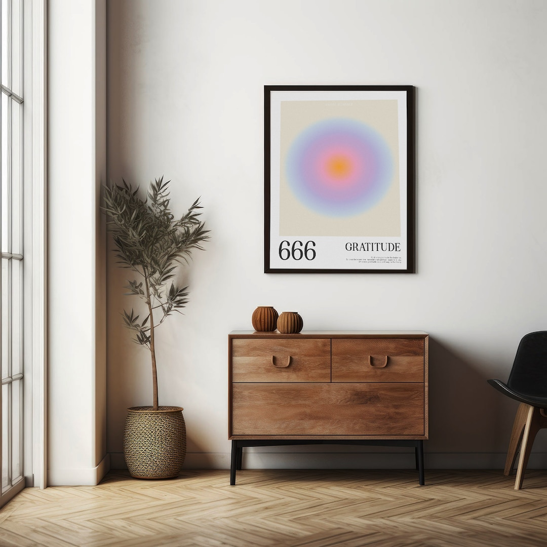 Angel Numbers Poster, Gradient Aura Energy Poster, 666 Gratitude Poster ...