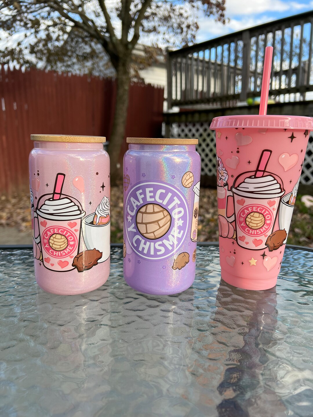 Shimmer Cafecito Y Chisme Libby Glass Can, Pink Cafecito Y Chisme ...