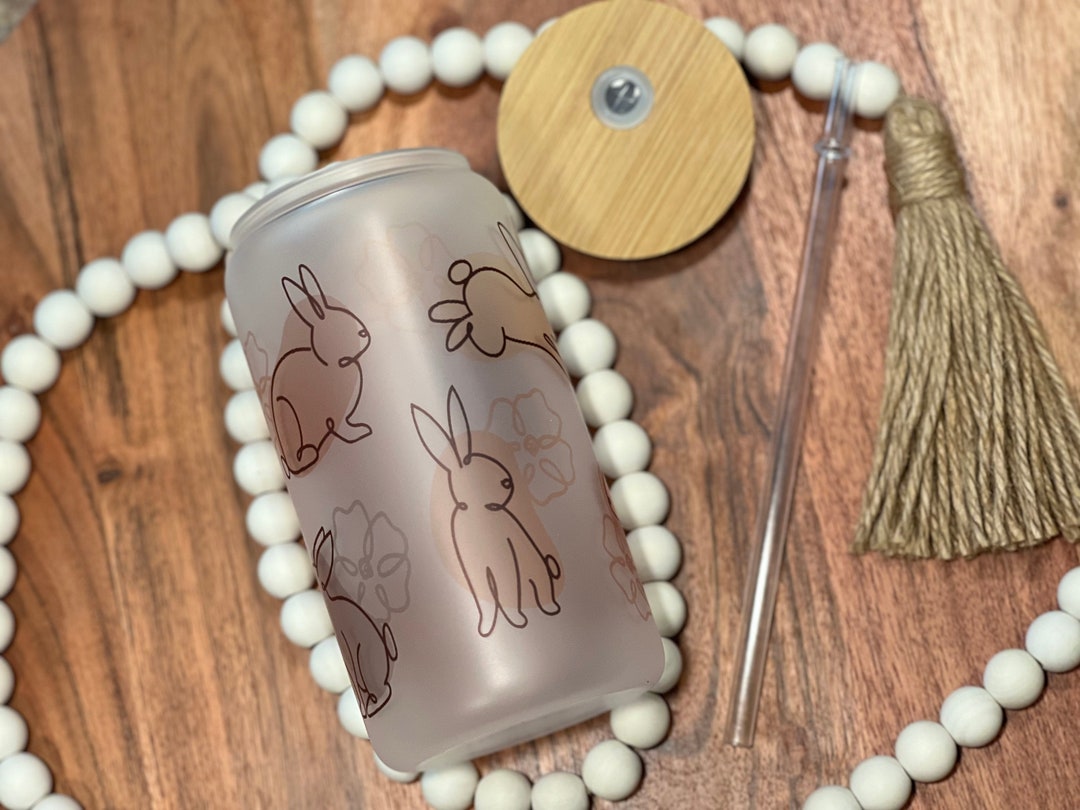 Bunny Glass Can, Easter Bunny Glass Can, Easter Libby Can, 16oz Frosted ...