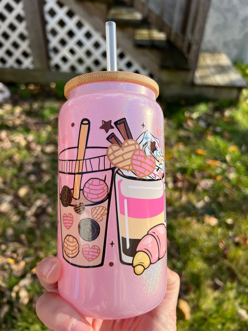 Shimmer Cafecito Y Chisme Libby Glass Can, Pink Cafecito Y Chisme ...