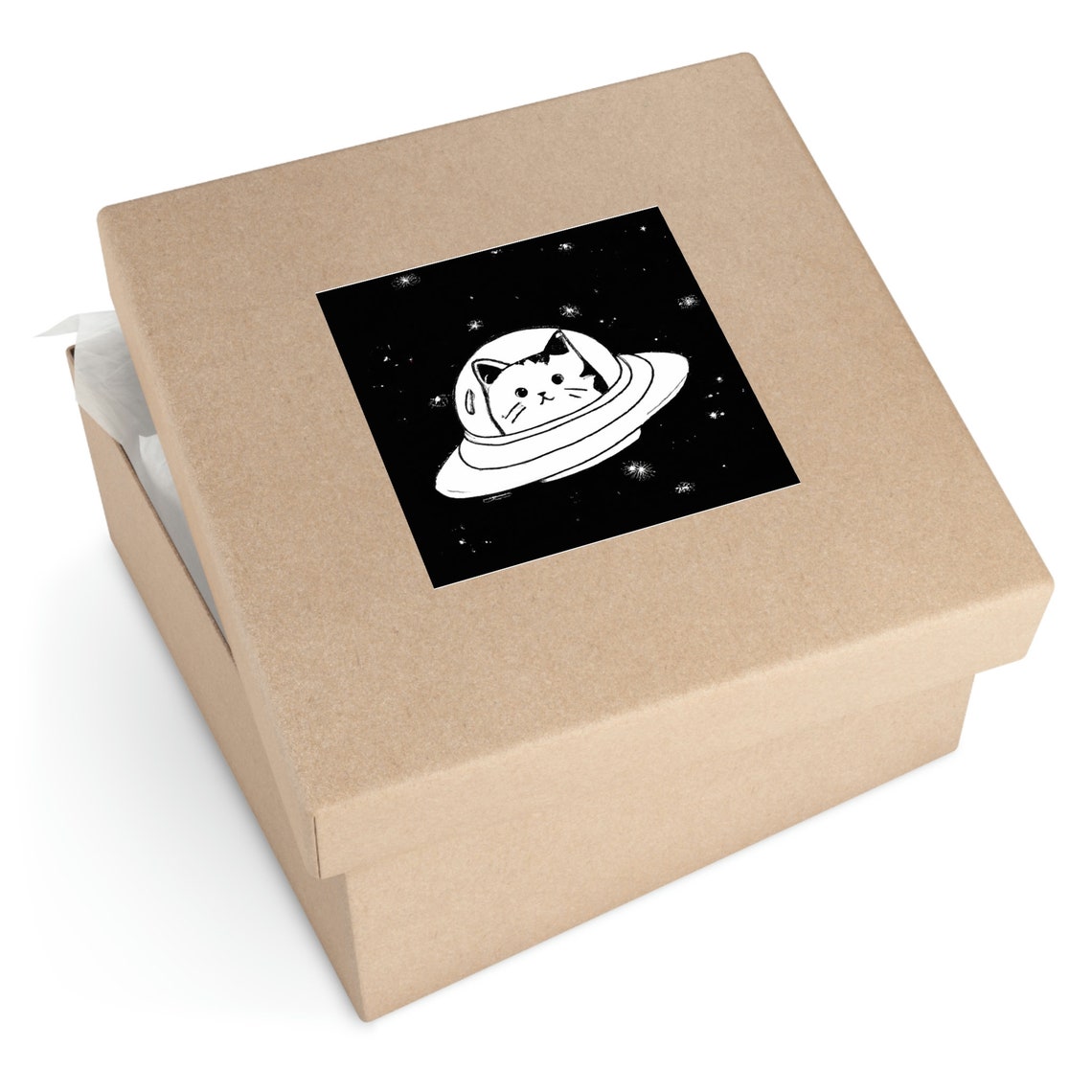 Cat in Space Astronaut Kitty Square Vinyl Stickers - Etsy