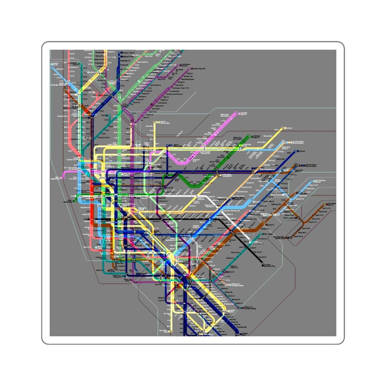 NYC Subway Lines Abstract Map Square Stickers - Etsy