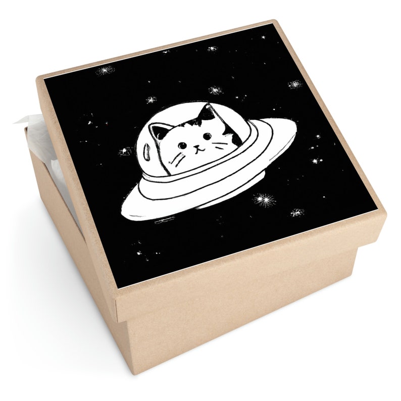 Cat in Space Astronaut Kitty Square Vinyl Stickers - Etsy