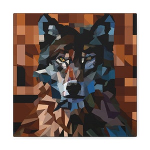 Cubist Wolf Abstract Art Canvas Gallery Wraps - Etsy