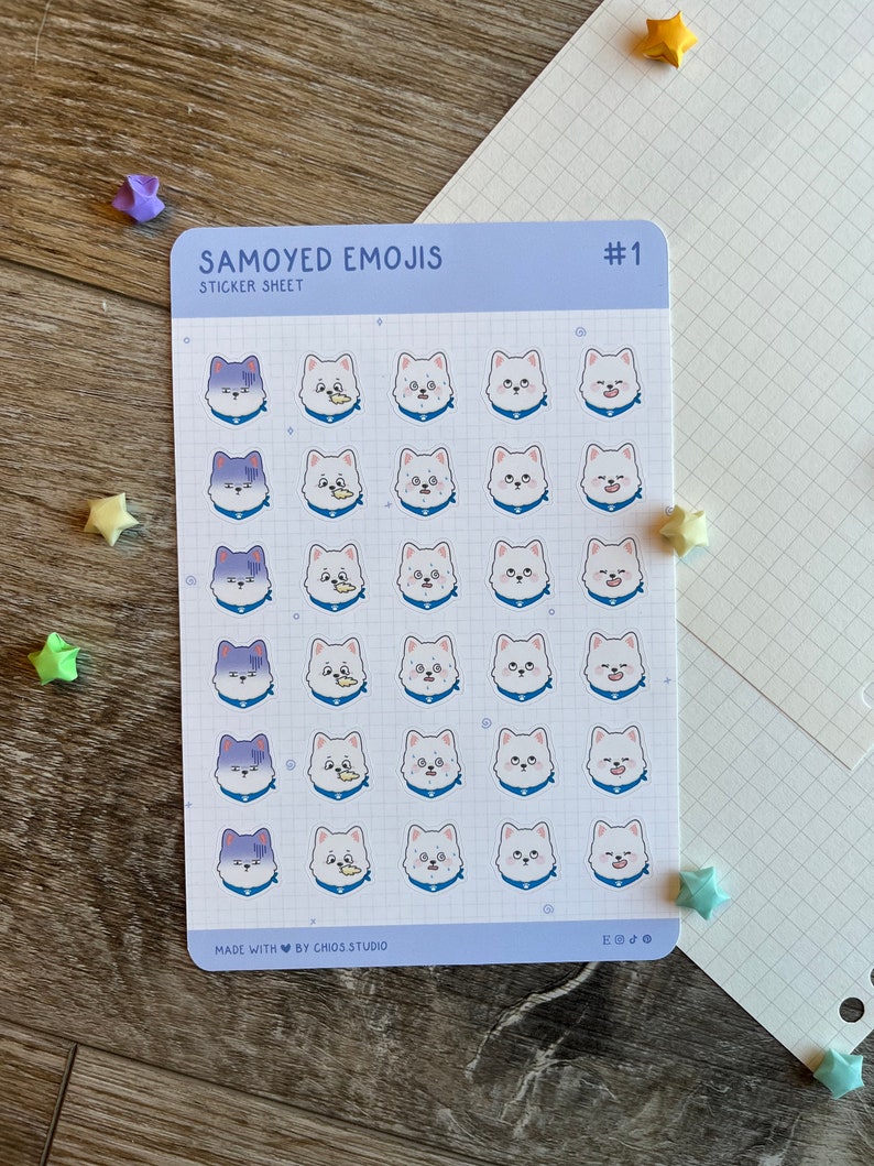 Samoyed Emoji Sticker Sheet | Journal Stickers | Cute Stickers - Etsy