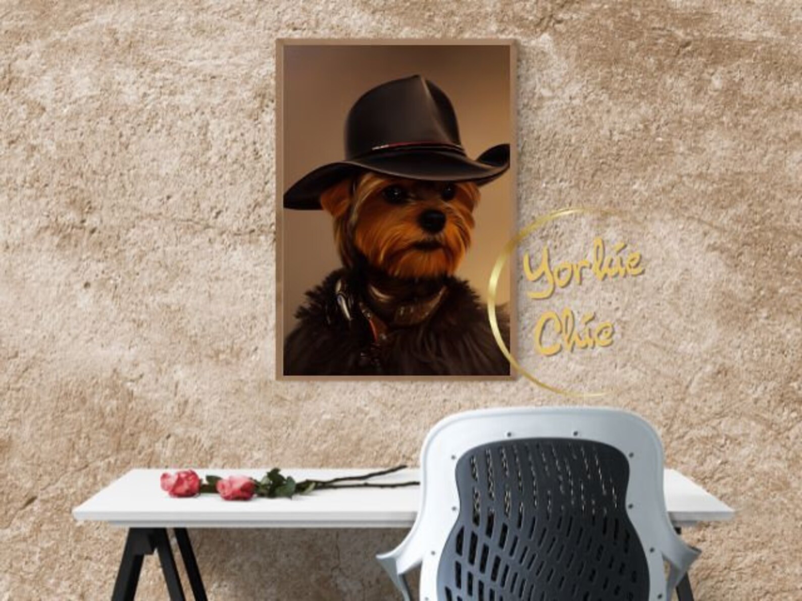 Yorkie Cowboy - Touch of the Old West - Wall Art - Home Office Decor ...