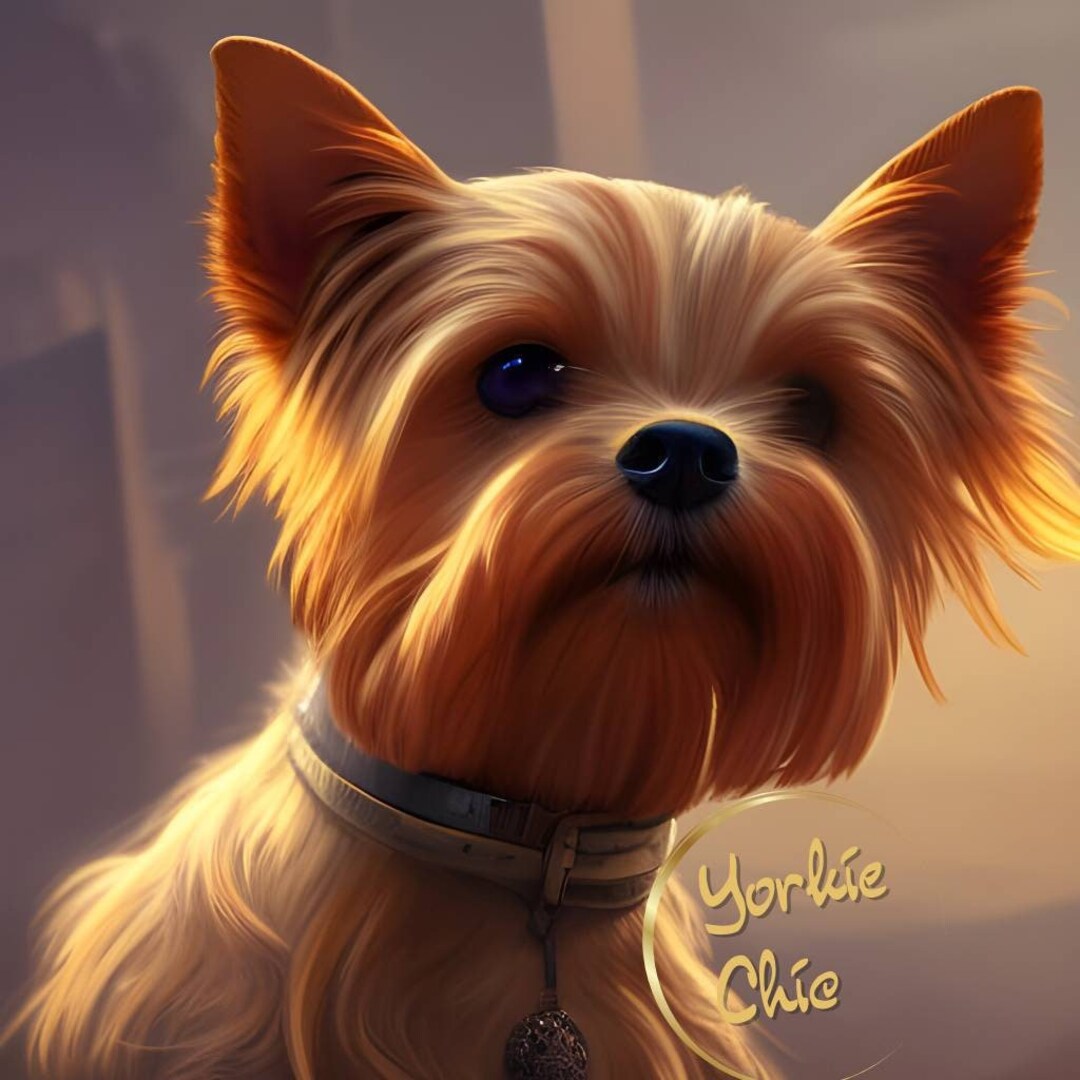 Golden Yorkie Wall Art Home Office Decor Yorkie Gift Digital Download ...