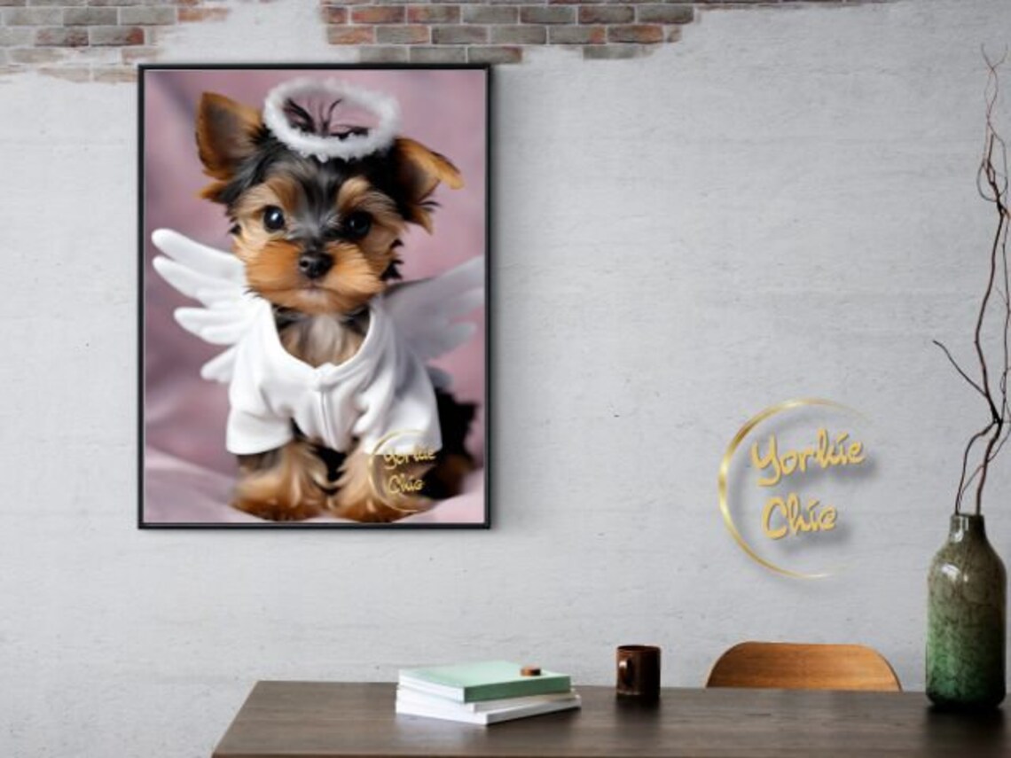 Yorkie Angel - Wall Art - Home Office Decor - Yorkie Gift - Digital ...