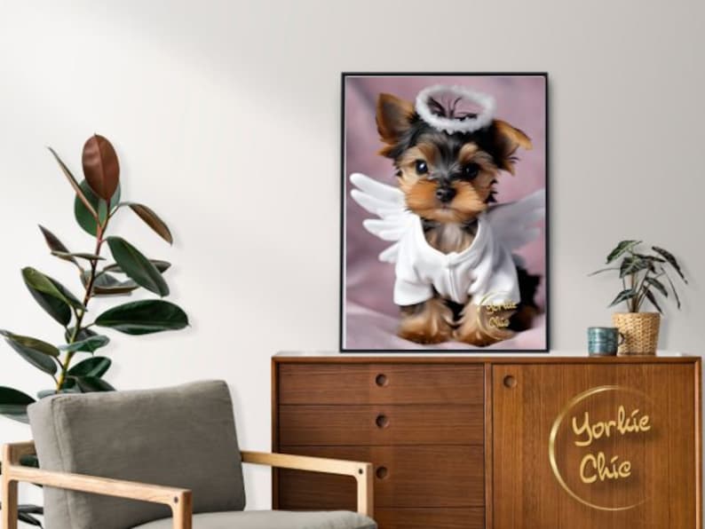 Yorkie Angel - Wall Art - Home Office Decor - Yorkie Gift - Digital ...