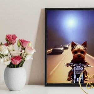 Yorkie Freeway Crusin Wall Art Home Office Decor Yorkie Gift Digital ...