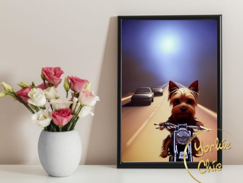 Yorkie Freeway Crusin Wall Art Home Office Decor Yorkie Gift Digital ...
