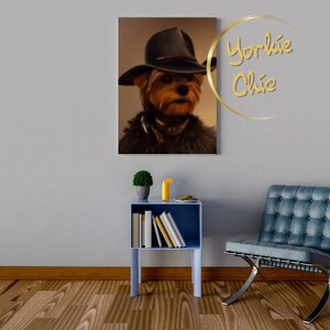 Yorkie Cowboy - Touch of the Old West - Wall Art - Home Office Decor ...