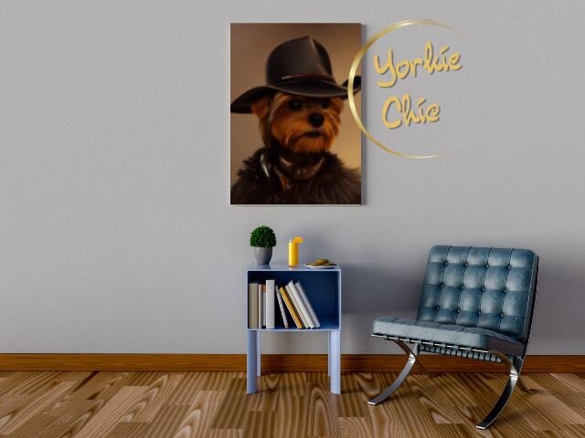 Yorkie Cowboy - Touch of the Old West - Wall Art - Home Office Decor ...