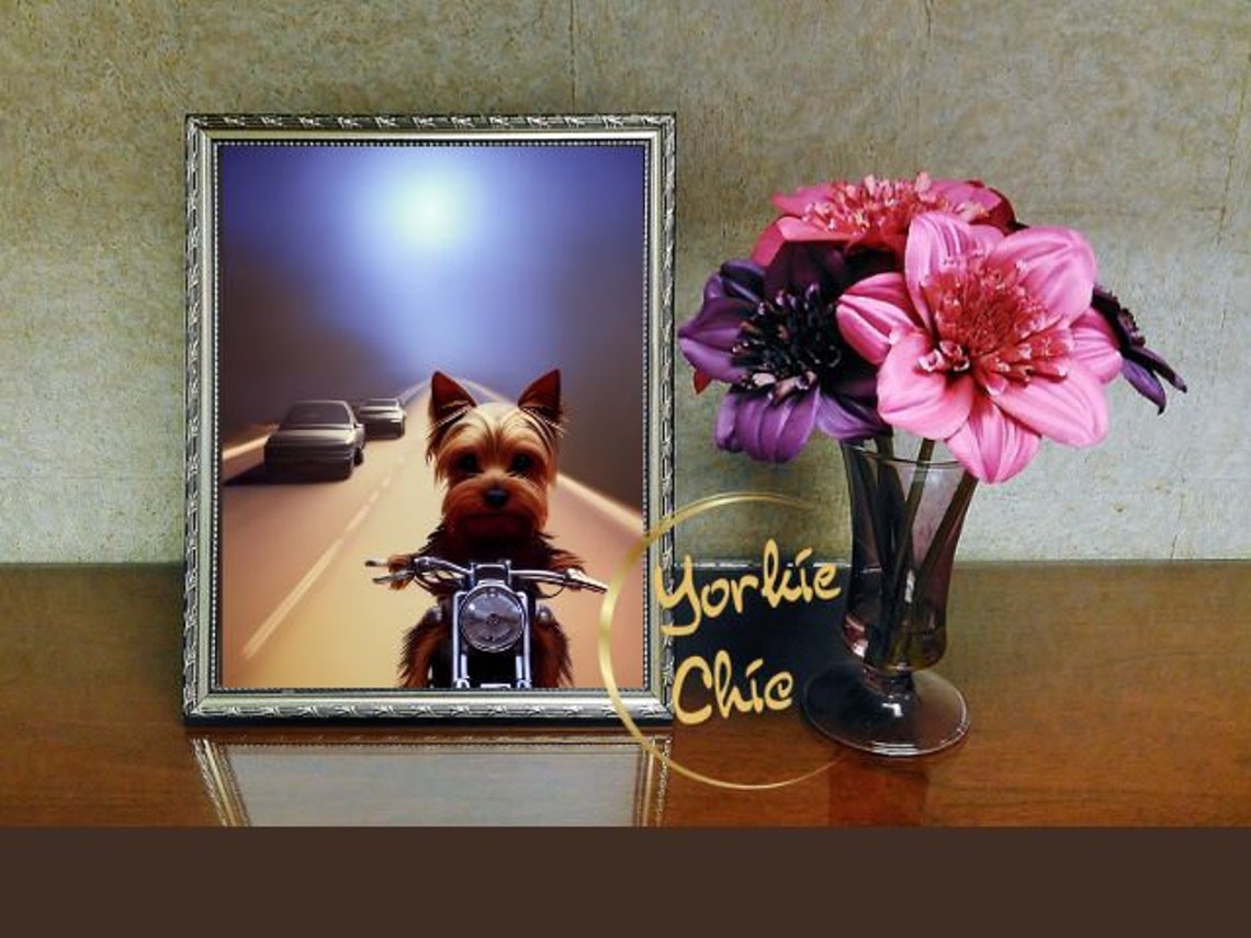 Yorkie Freeway Crusin Wall Art Home Office Decor Yorkie Gift Digital ...