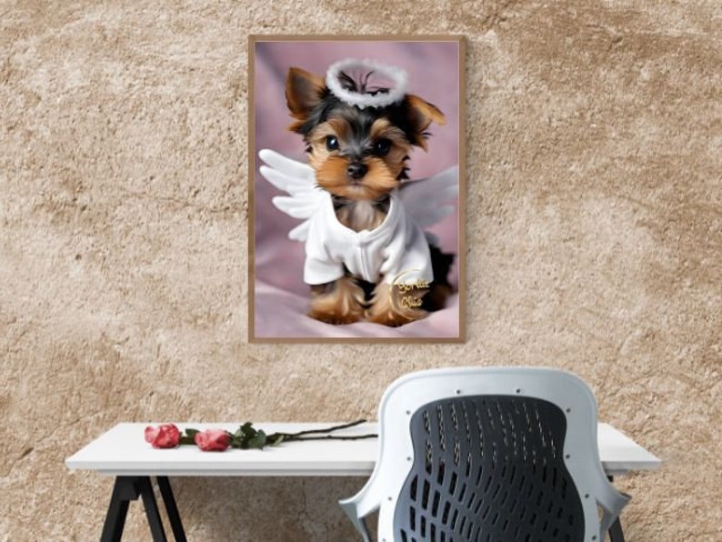 Yorkie Angel - Wall Art - Home Office Decor - Yorkie Gift - Digital ...