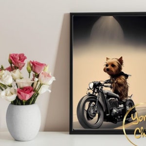 Yorkie Easy Rider - Wall Art - Home Office Decor - Yorkie Gift ...