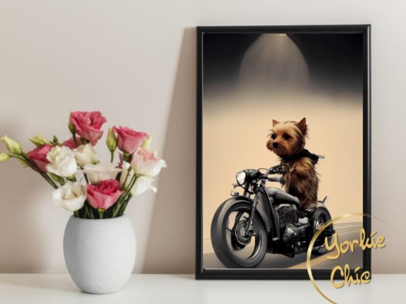 Yorkie Easy Rider - Wall Art - Home Office Decor - Yorkie Gift ...