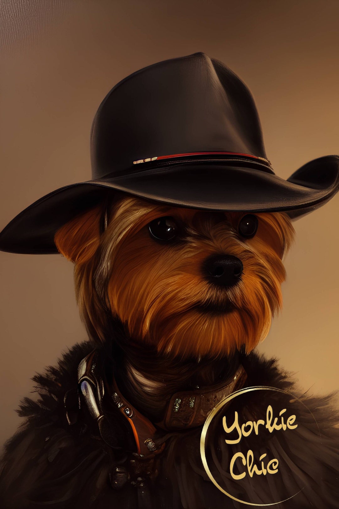 Yorkie Cowboy - Touch of the Old West - Wall Art - Home Office Decor ...