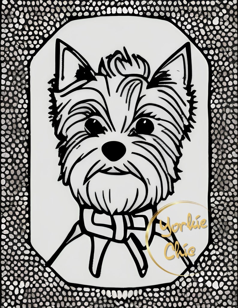Adorable Yorkie Suit Coloring Page for Dog Lovers - Instant Digital ...