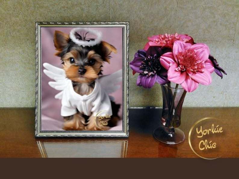 Yorkie Angel - Wall Art - Home Office Decor - Yorkie Gift - Digital ...