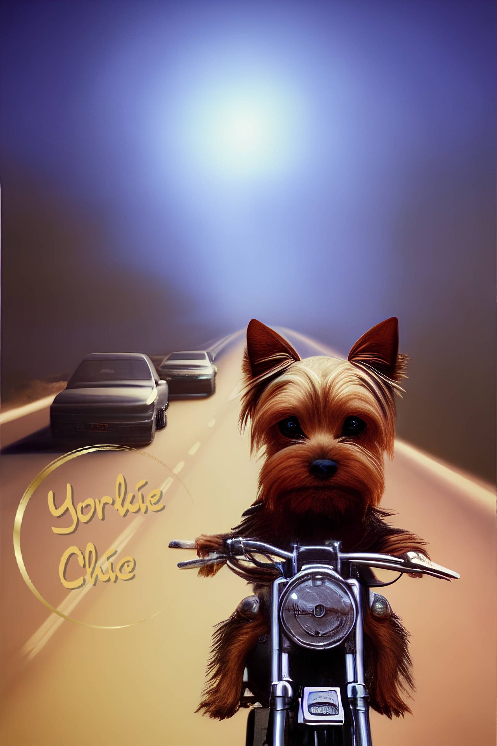 Yorkie Freeway Crusin Wall Art Home Office Decor Yorkie Gift Digital ...