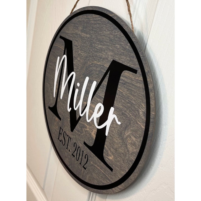 Personalized Wood Door Sign for Front Door Sign Monogram Door Hanger ...