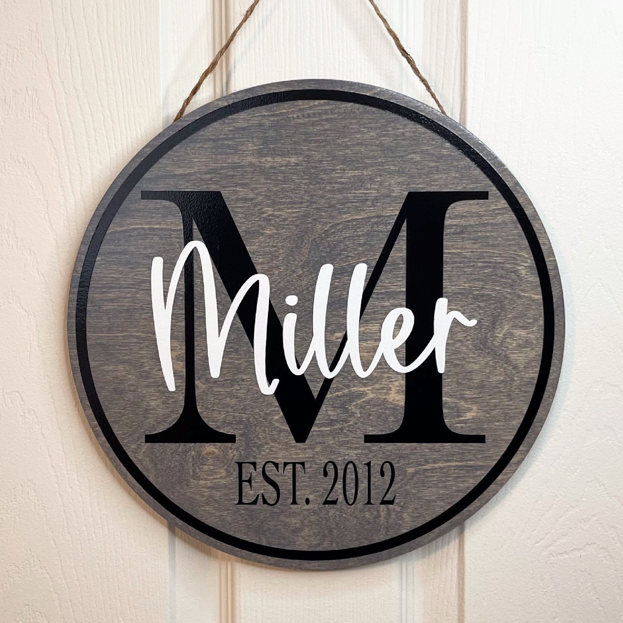 Personalized Wood Door Sign for Front Door Sign Monogram Door Hanger ...