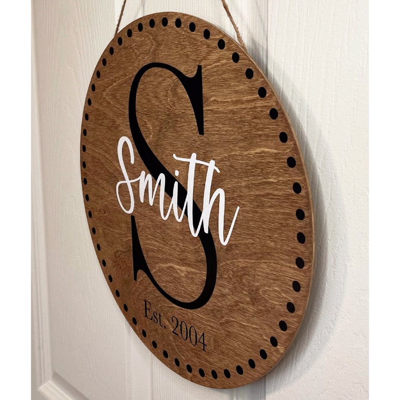 Personalized Wood Door Sign Year Round Door Sign Monogram - Etsy