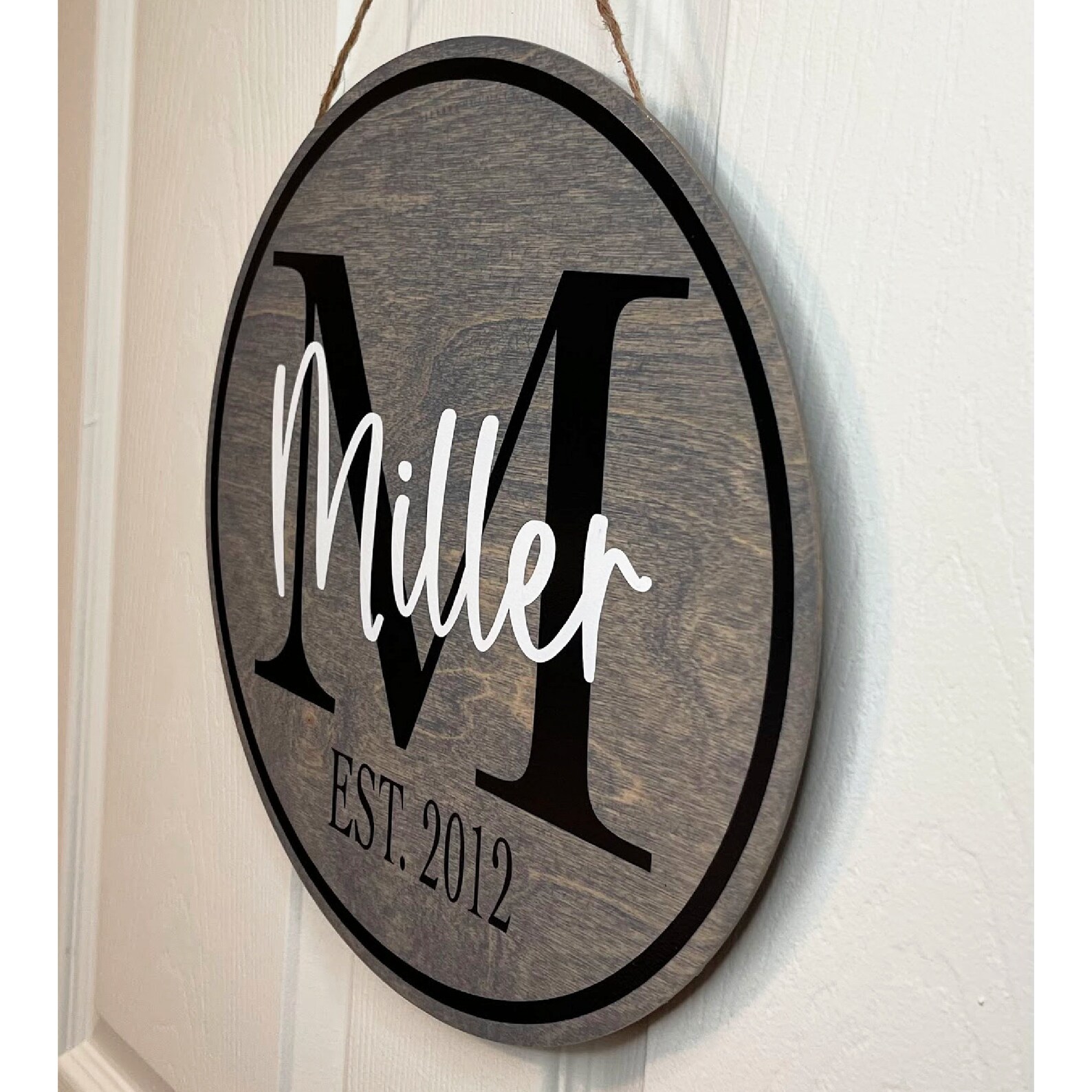 Personalized Wood Door Sign for Front Door Sign Monogram Door Hanger ...